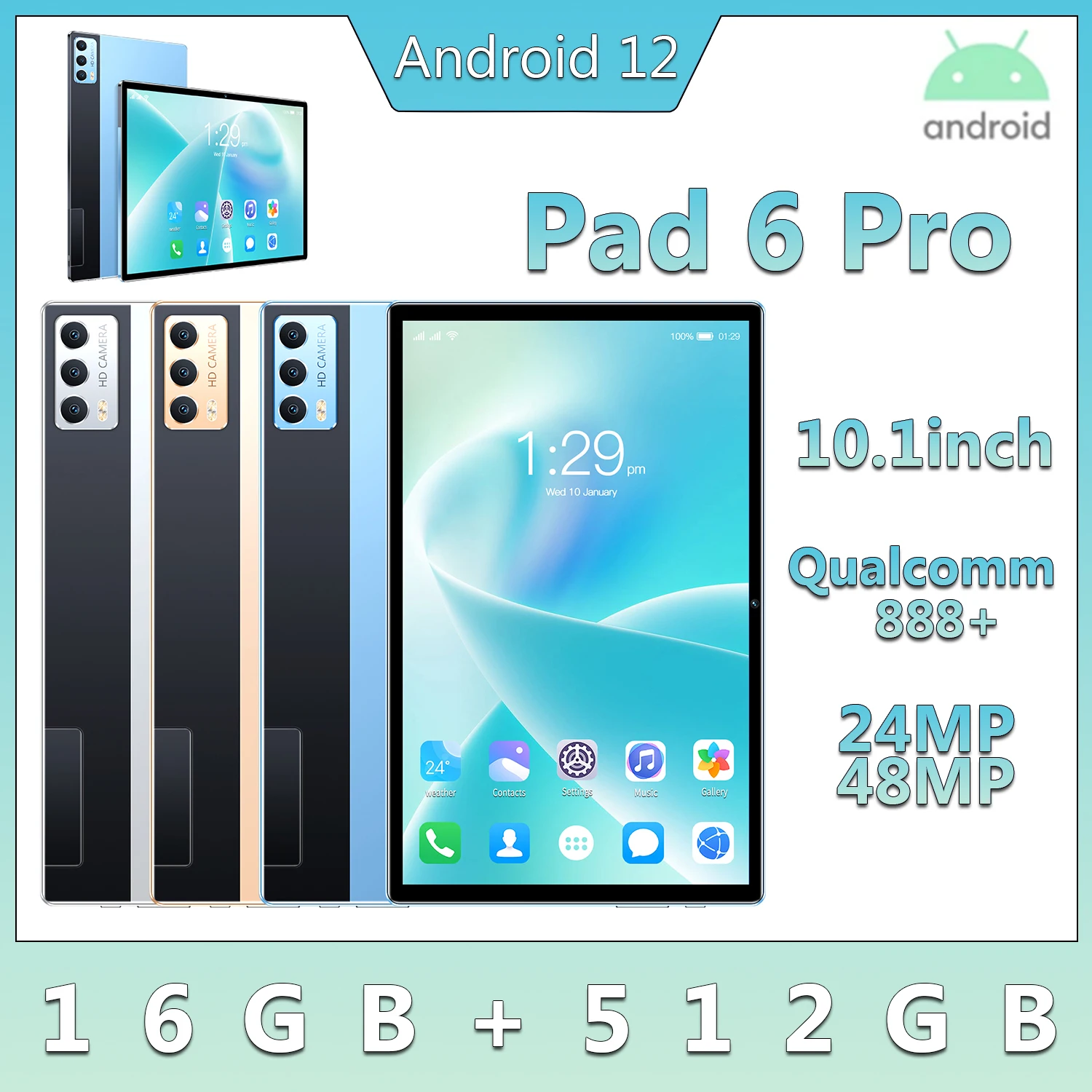Tablet Premiere Pad 6 Pro Versão Global 10,1 polegadas Qualcomm 888 ...