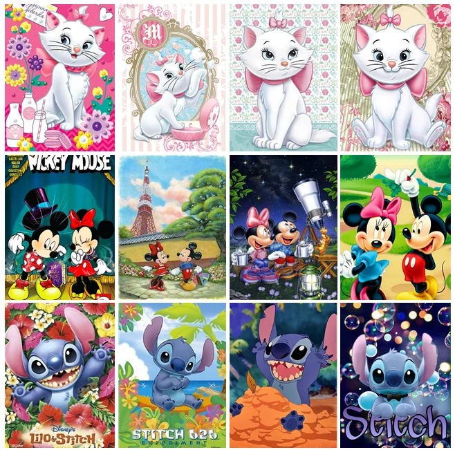 Disney-5D-DIY-Diamond-Painting-Cartoon-Stitch-Minnie-Mickey-Mouse-Marie ...