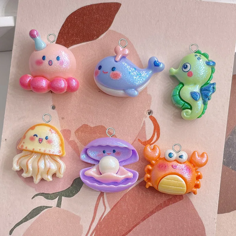 10pcs-Bling-Marine-Animal-Resin-Charms-Crab-Jellyfish-Octopus-Whale ...