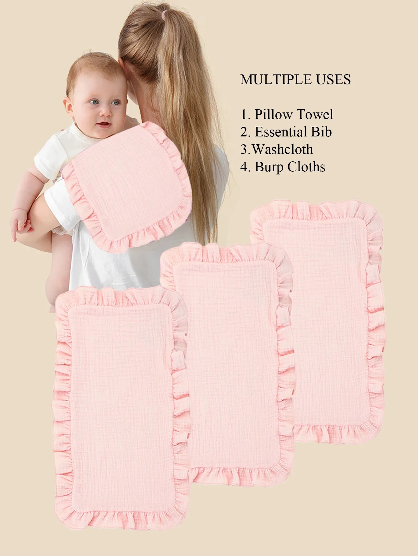 3-piece soft cotton baby bib/shoulder towel/baby burping mat/burping ...