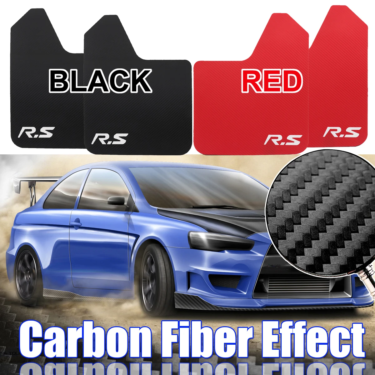 Set-Racing-Sport-Carbon-Fiber-Mudflaps-MUDGUARDS-Universal-Black-Red ...