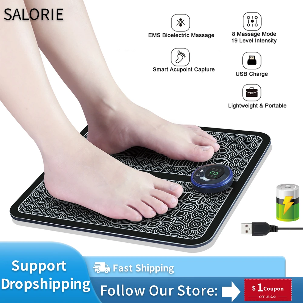 USB Rechargeable EMS Foot Massager Machine TENS Pulse Ems Acupoints ...