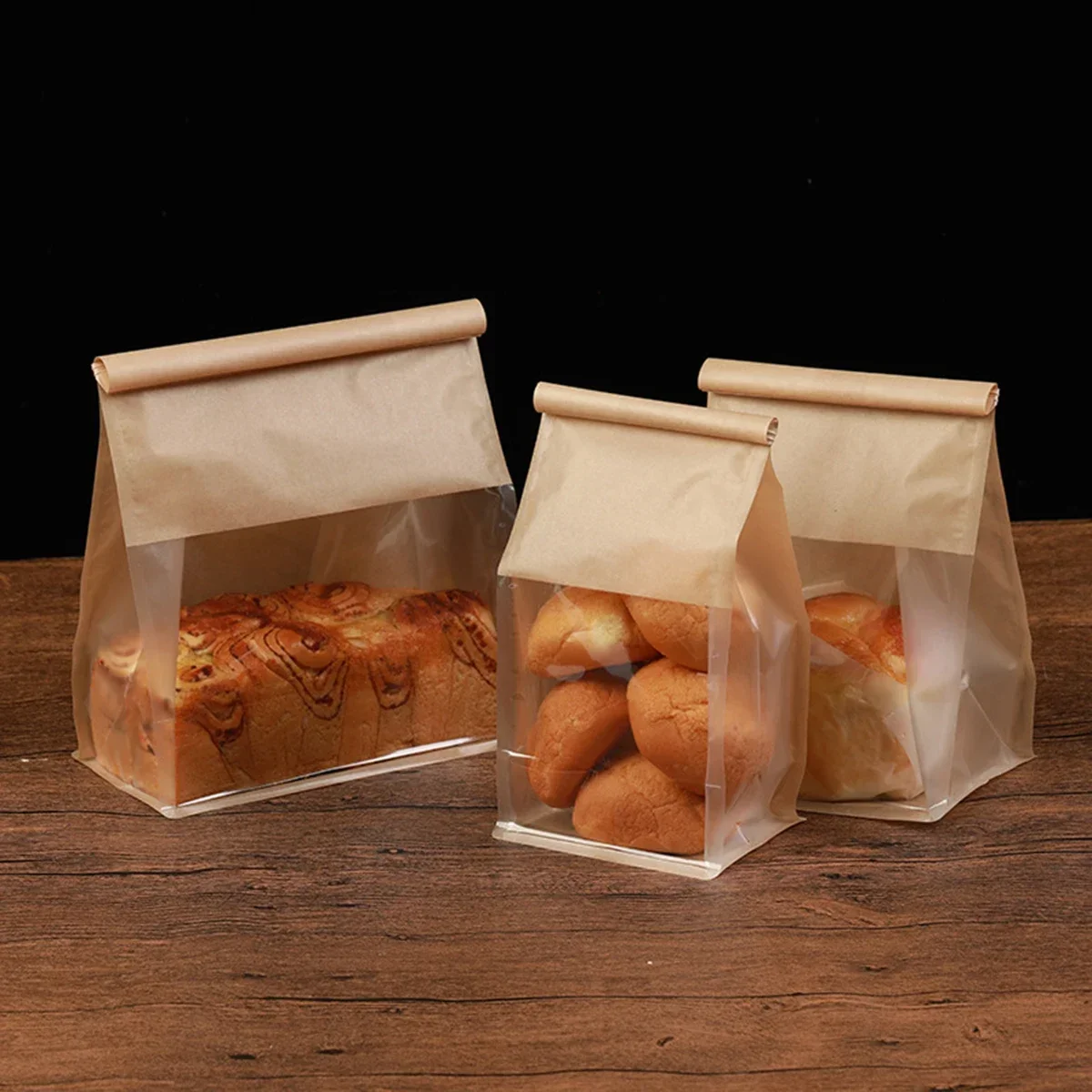 Bolsas-de-embalaje-de-pan-de-Papel-Kraft-con-ventana-10-piezas-a-prueba ...