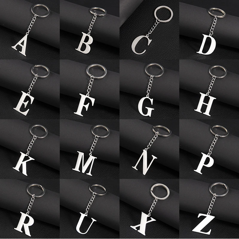 Fashion-DIY-A-Z-Letters-Keychain-Men-Metal-Initial-Pendant-Key-Chain ...