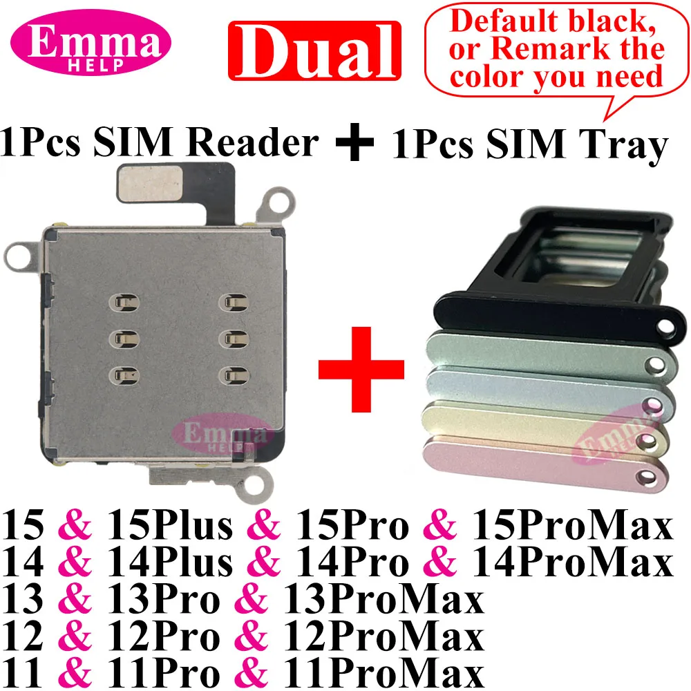 EmmaHelp-1set-Dual-Sim-Card-Reader-Connector-Flex-Cable-Tray-Slot ...
