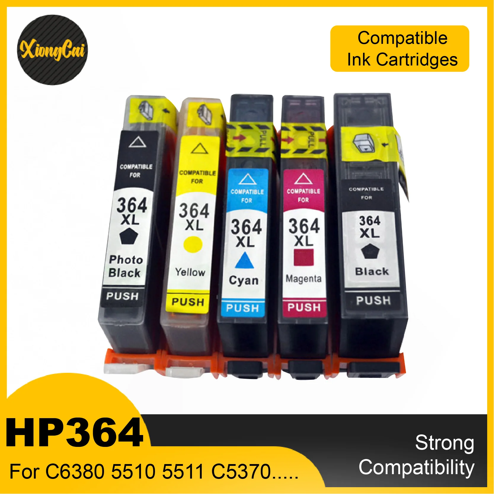 NOVO Para HP 5Pcs Cartuchos de Tinta Compatíveis para HP364 364 364XL ...