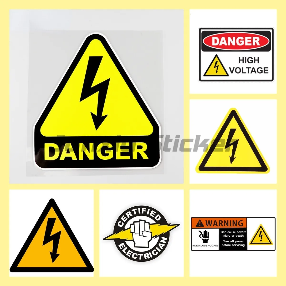 High Voltage Hazard Be careful there is electricity Warning Decal PVC ...