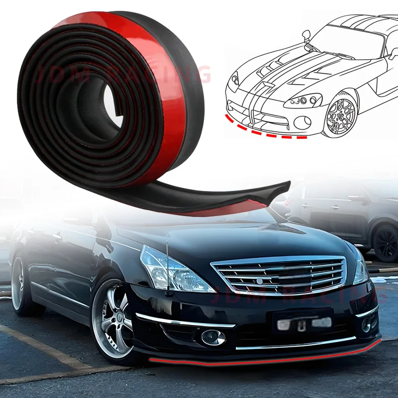 2.5m Black Universal Front Bumper Spoiler Lips Car Bumper Lip ...