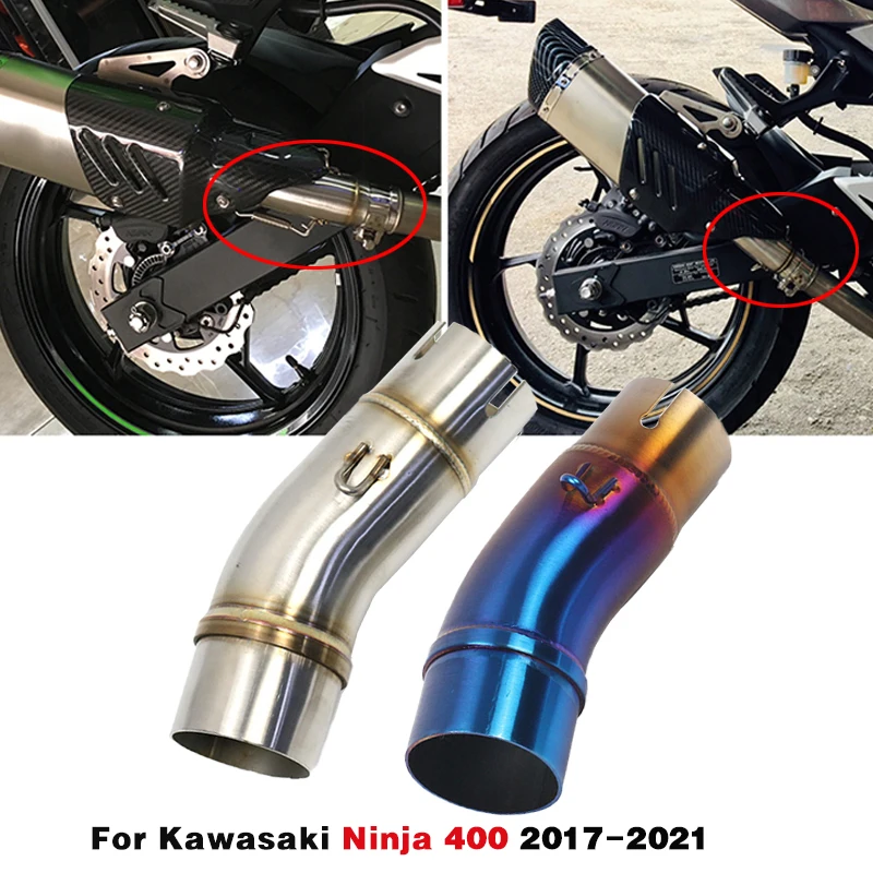 51mm-Motorcycle-Exhaust-Middle-Link-Pipe-Slip-on-For-Kawasaki-Ninja-400 ...