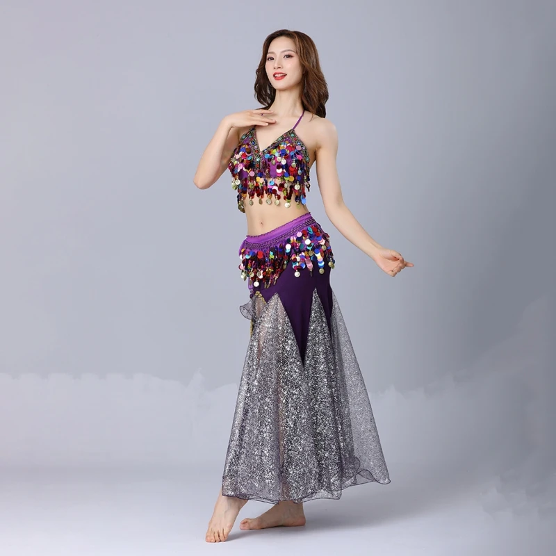 Women-s-Dance-Dress-Performance-Clothing-Set-Sequins-Belly-Dance-Ladies ...