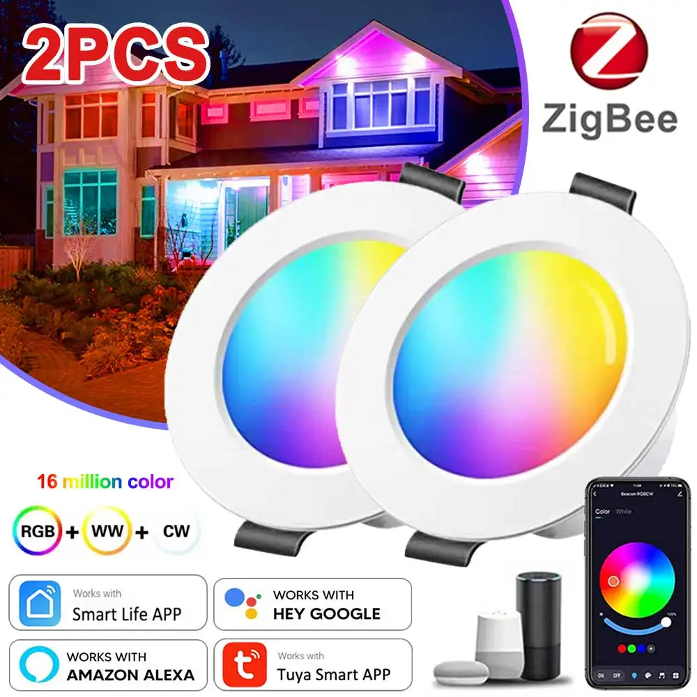 15W-Tuya-ZigBee-RGB-LED-Downlight-Recessed-Spotlight-APP-Control-Alexa ...