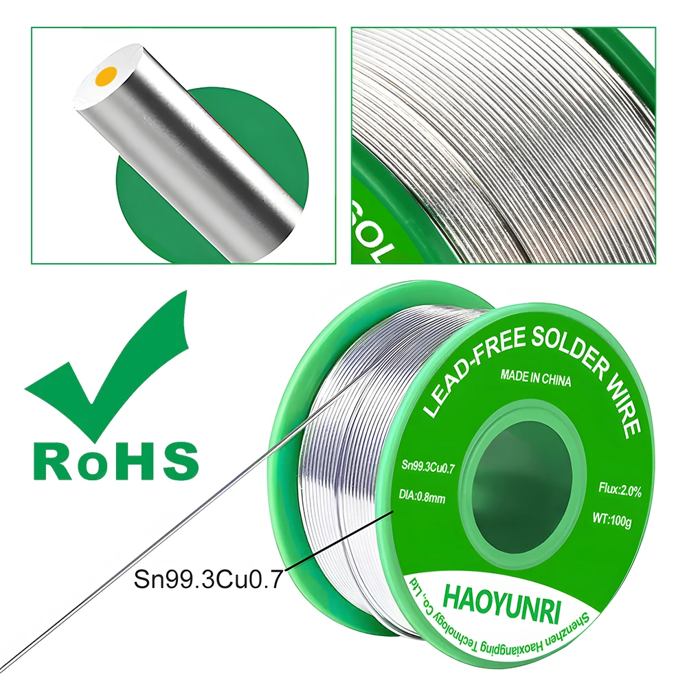 lead-free solder wire ROHS small roll tin wire 20/50g Rosin Flux-cored ...