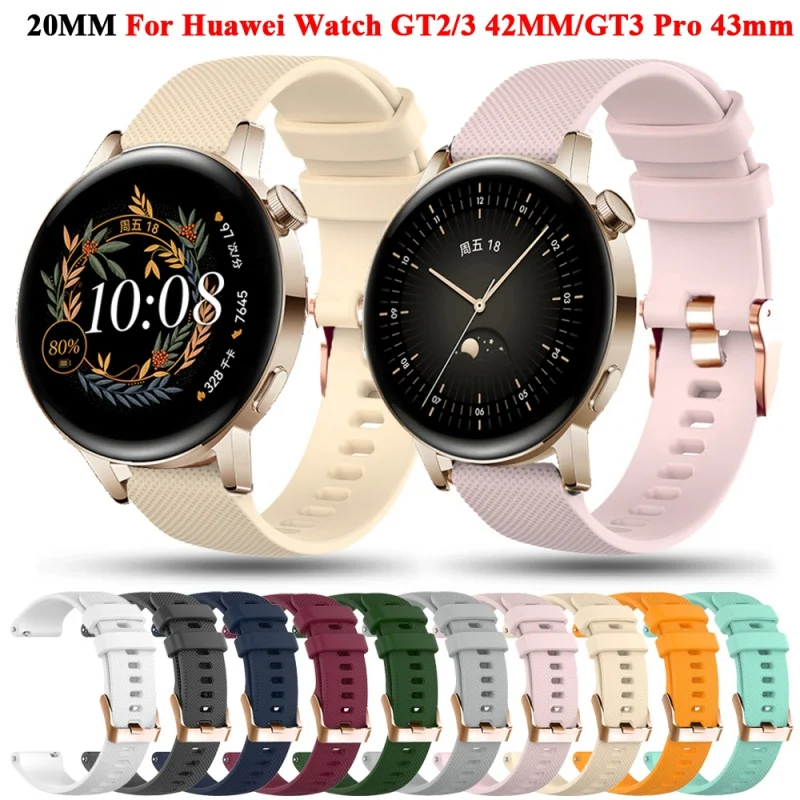 20mm-Sport-Smart-Straps-For-Huawei-Watch-GT3-42mm-Silicone-Watchband-GT ...