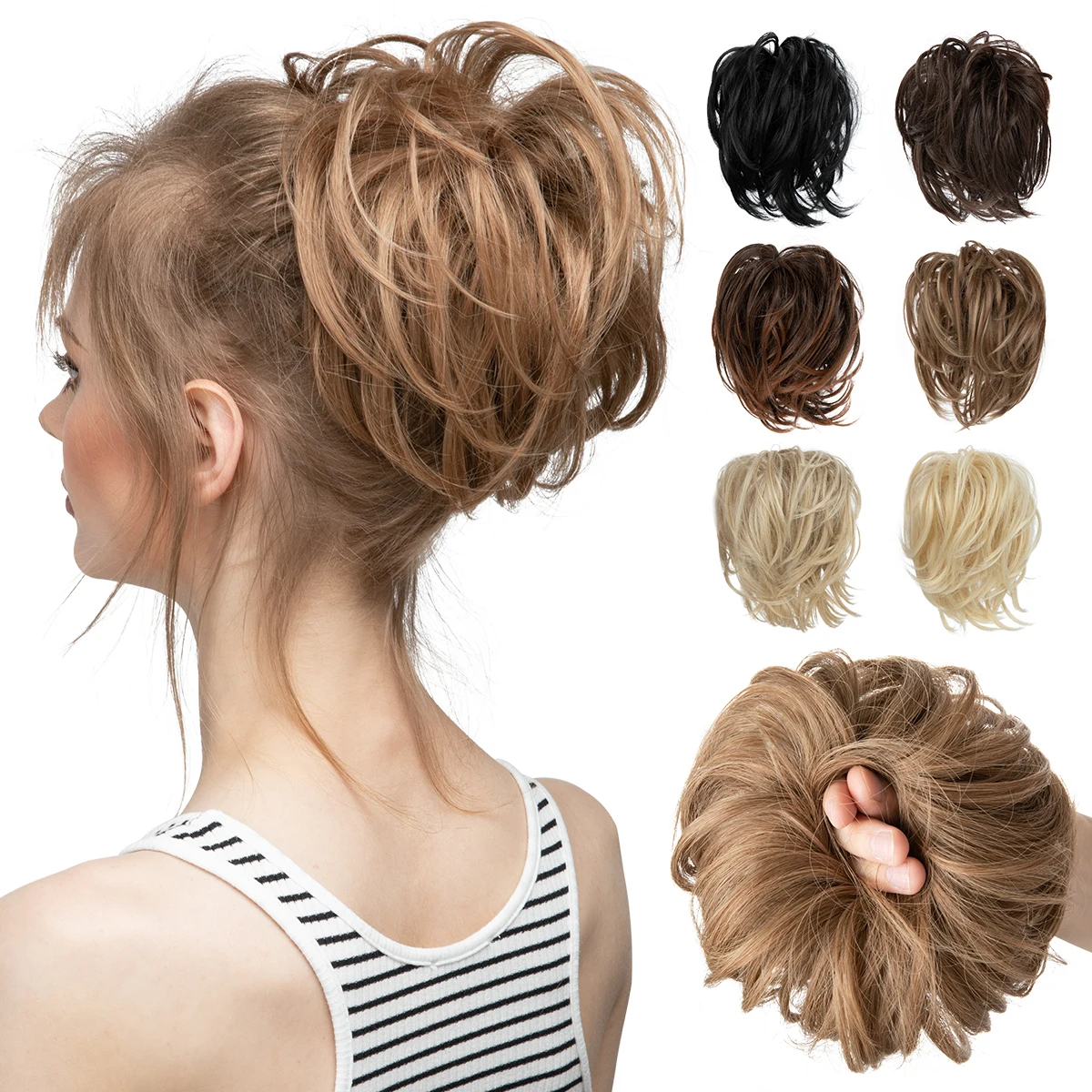 Synthetic-Elastic-Messy-Bun-Fake-Hair-Chignon-Curly-Scrunchie-Updo ...