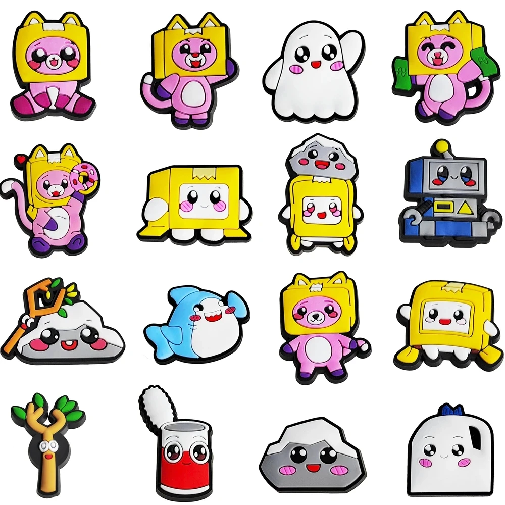 1-16pcs Lanky box Rocky Foxy Shoe Charms Cartoon Shoes Accessories ...
