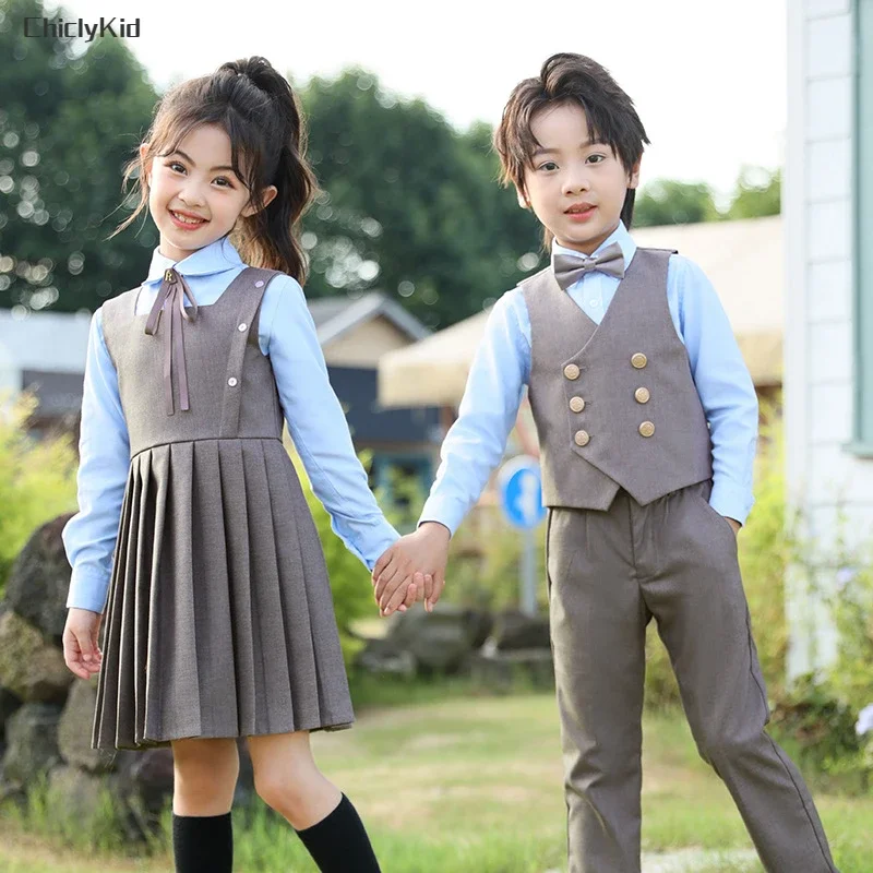 Children-School-Uniforms-Boys-Vest-Shirt-Pants-Girls-Waistcoat-Dress ...
