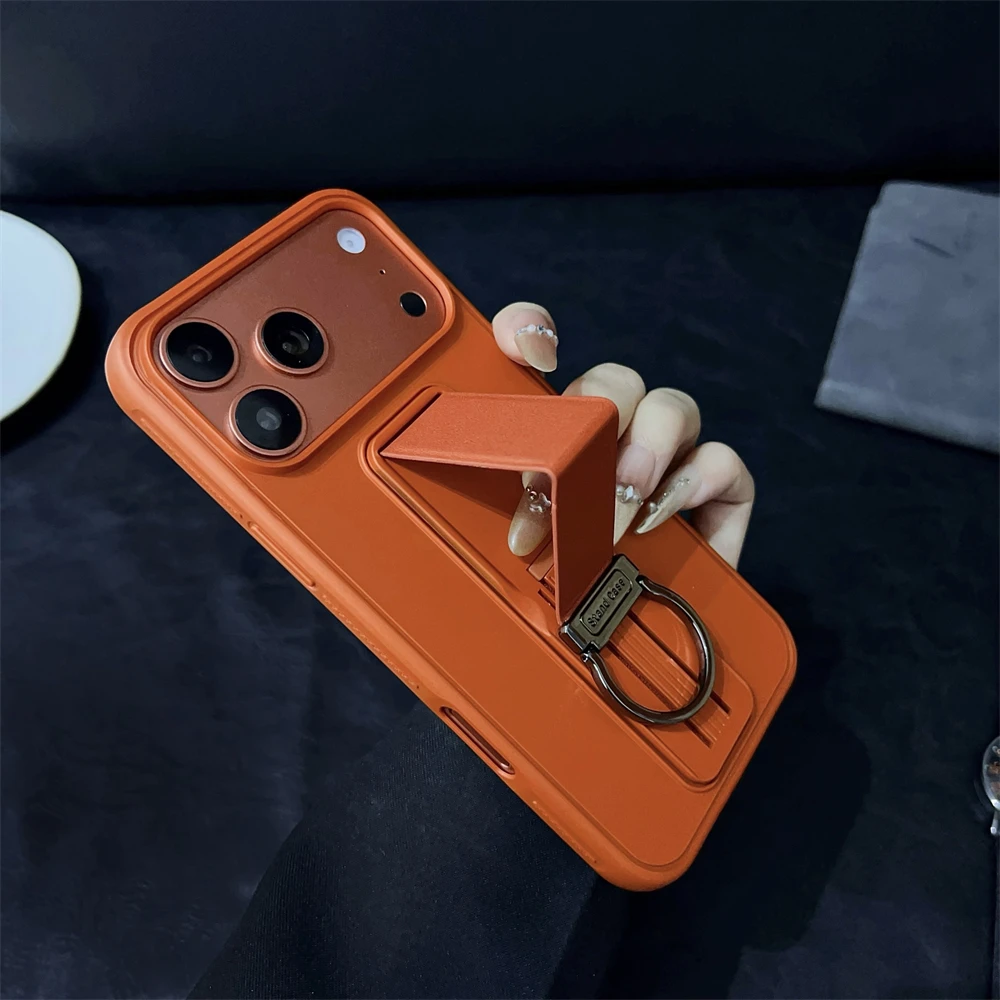 Metal Ring Wrist Strap Bracket Phone Case For iPhone 17 16 15 14 13 Pro ...