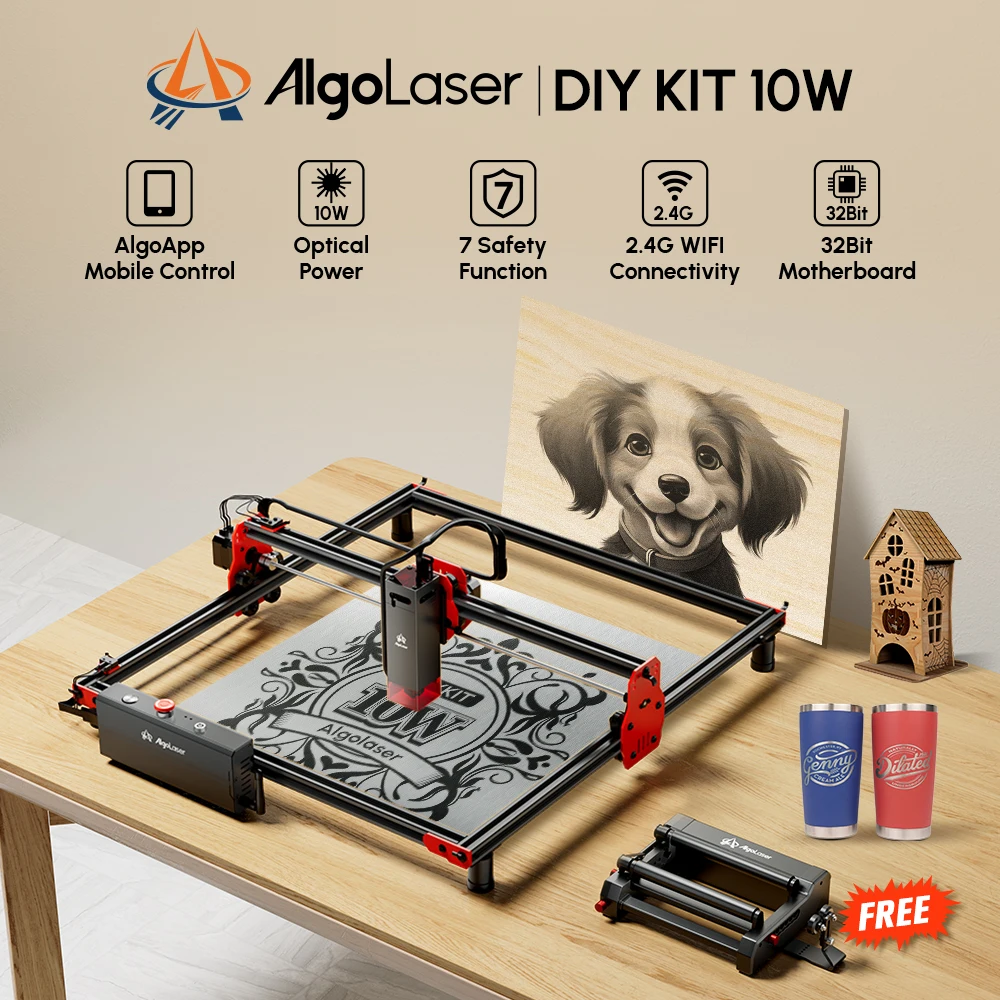 AlgoLaser-10W-Laser-Engraving-Cutting-Machine-With-Rotary-Roller-Wifi ...