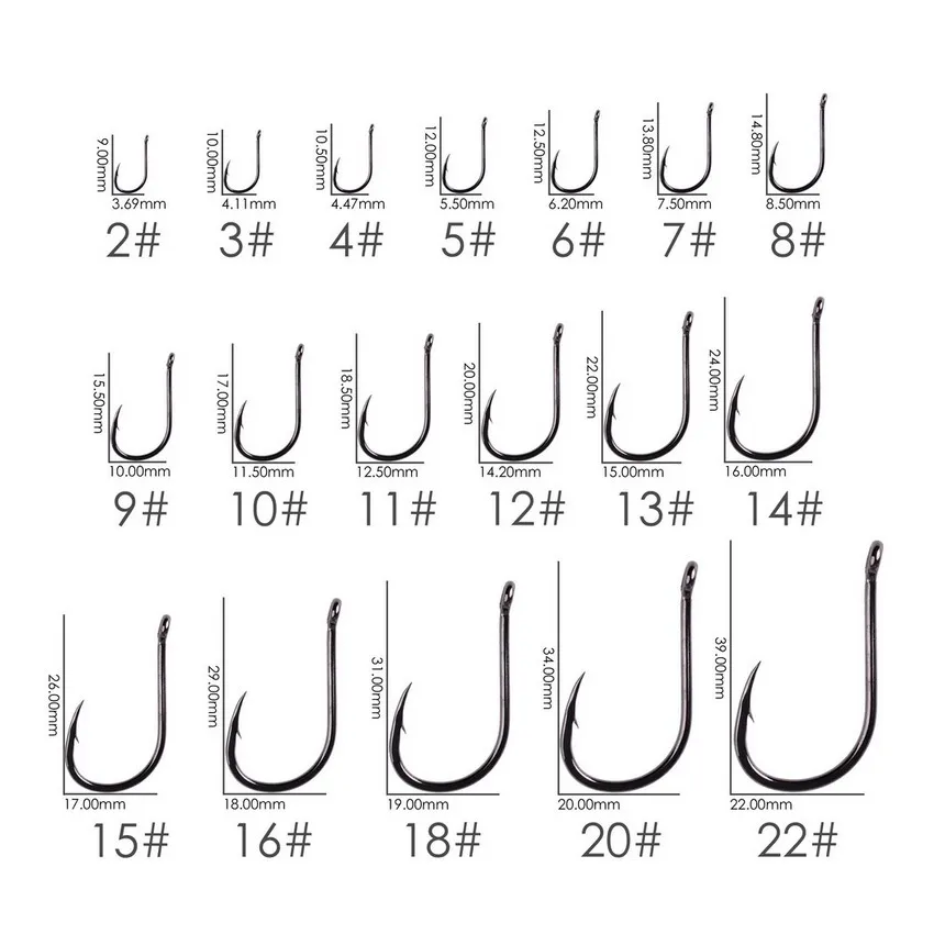 40-100 pcs Circle Fishing Hooks - Various Sizes - Easy Fishing Tackle