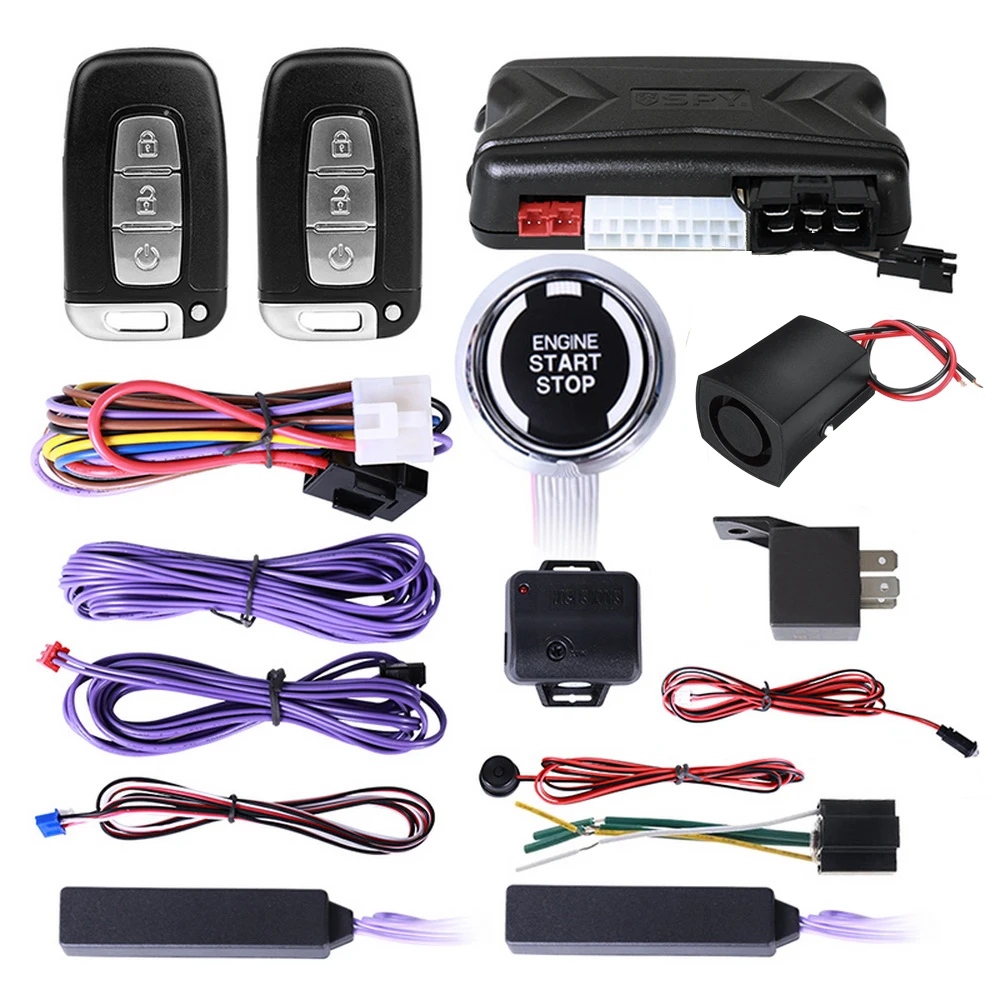 Germany Spy One Touch Push Button PKE Car Alarm System Remote Engine ...