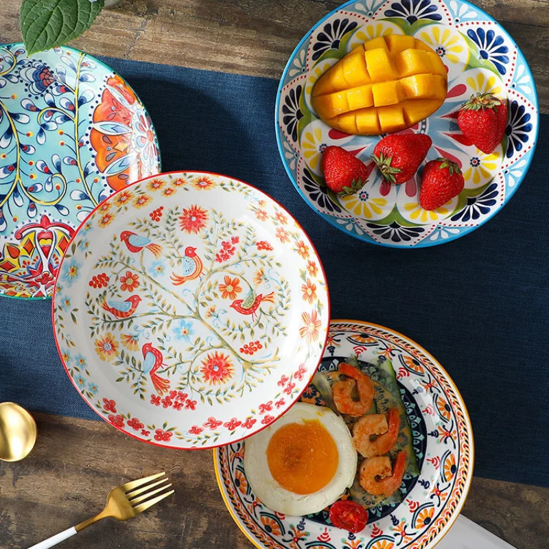 Bohemian Dinner Plates Set Household Creative Plate Dinnerware Kitchen ...