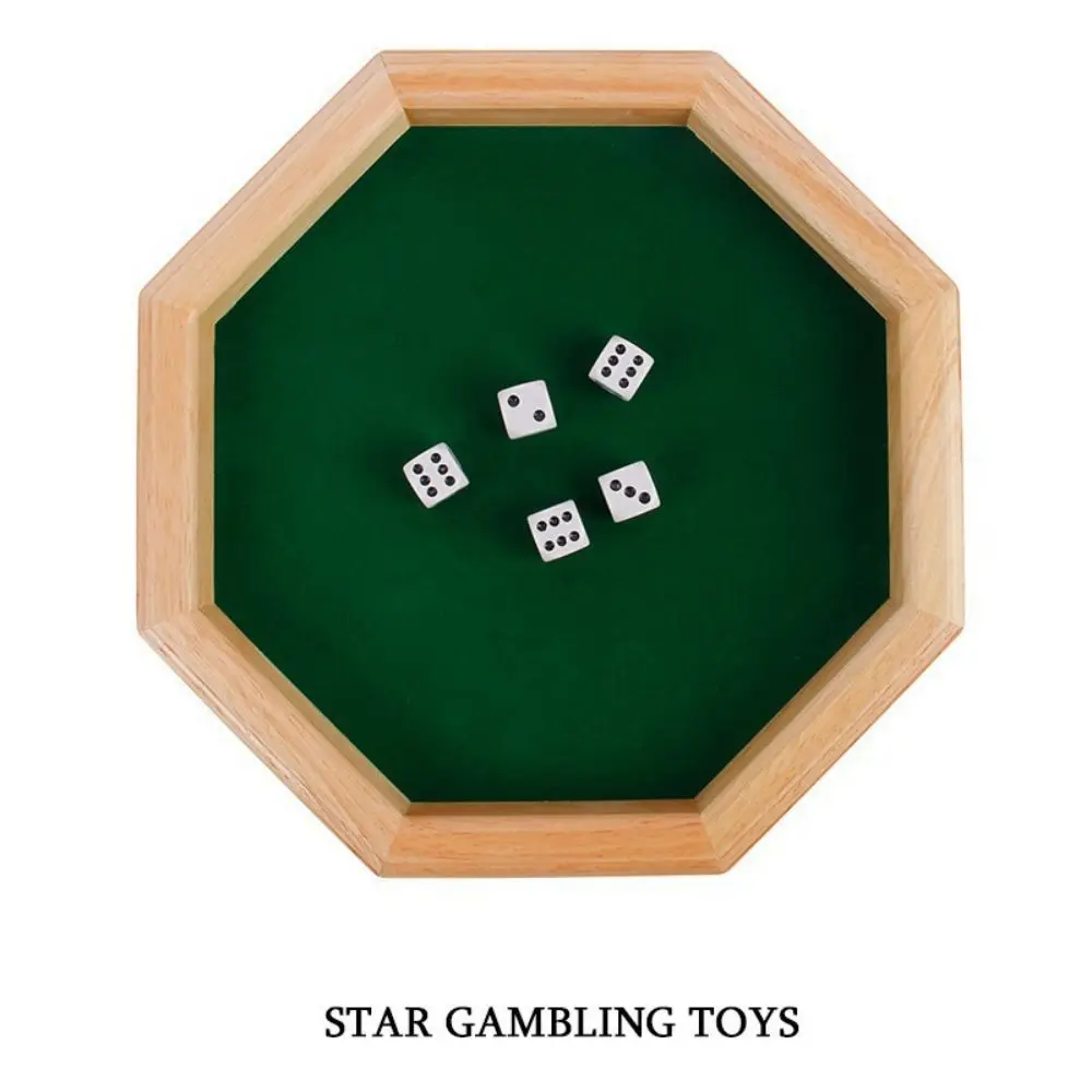 Practical-Green-Octagonal-Dice-Tray-Table-Games-Drinking-Games-Wooden ...