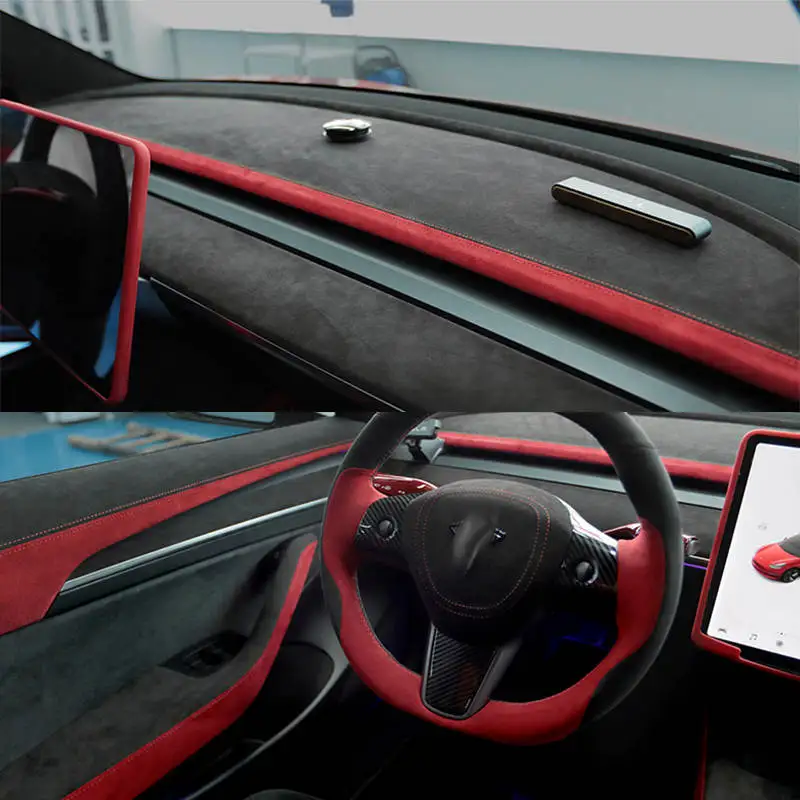 Real Alcantara Custom Car Dashboard Doors Panel Top Cover for Tesla ...