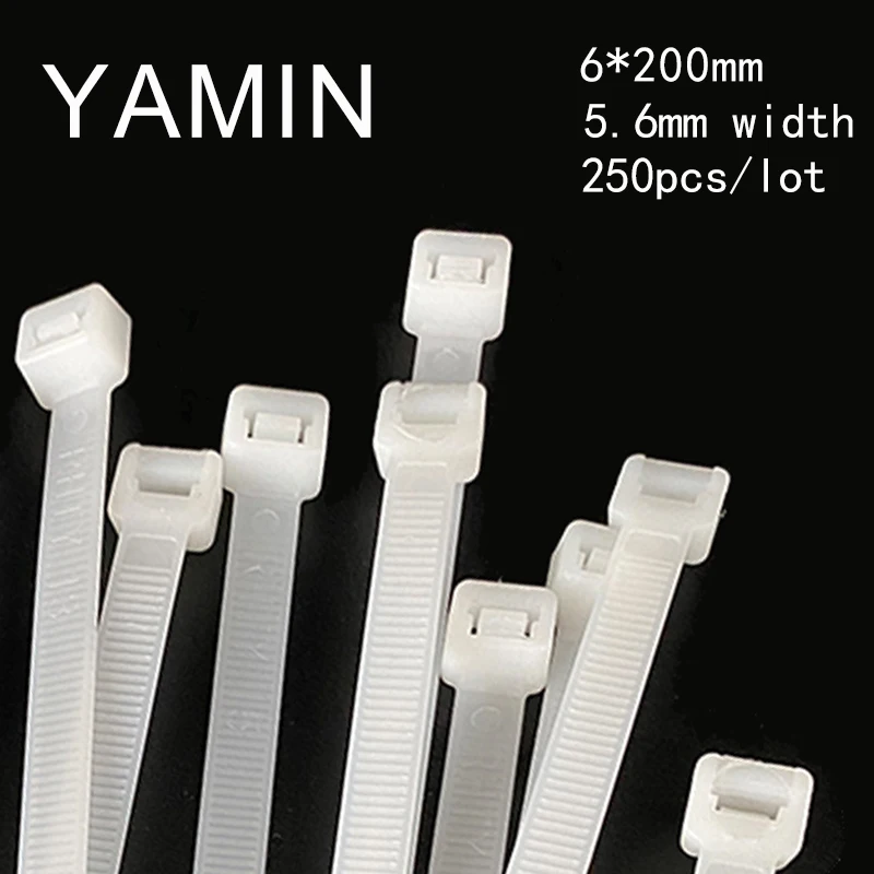 250pcs-Black-White-6-200mm-Self-Locking-Cable-Tie-Nylon-Fasten-Zip-Wire ...