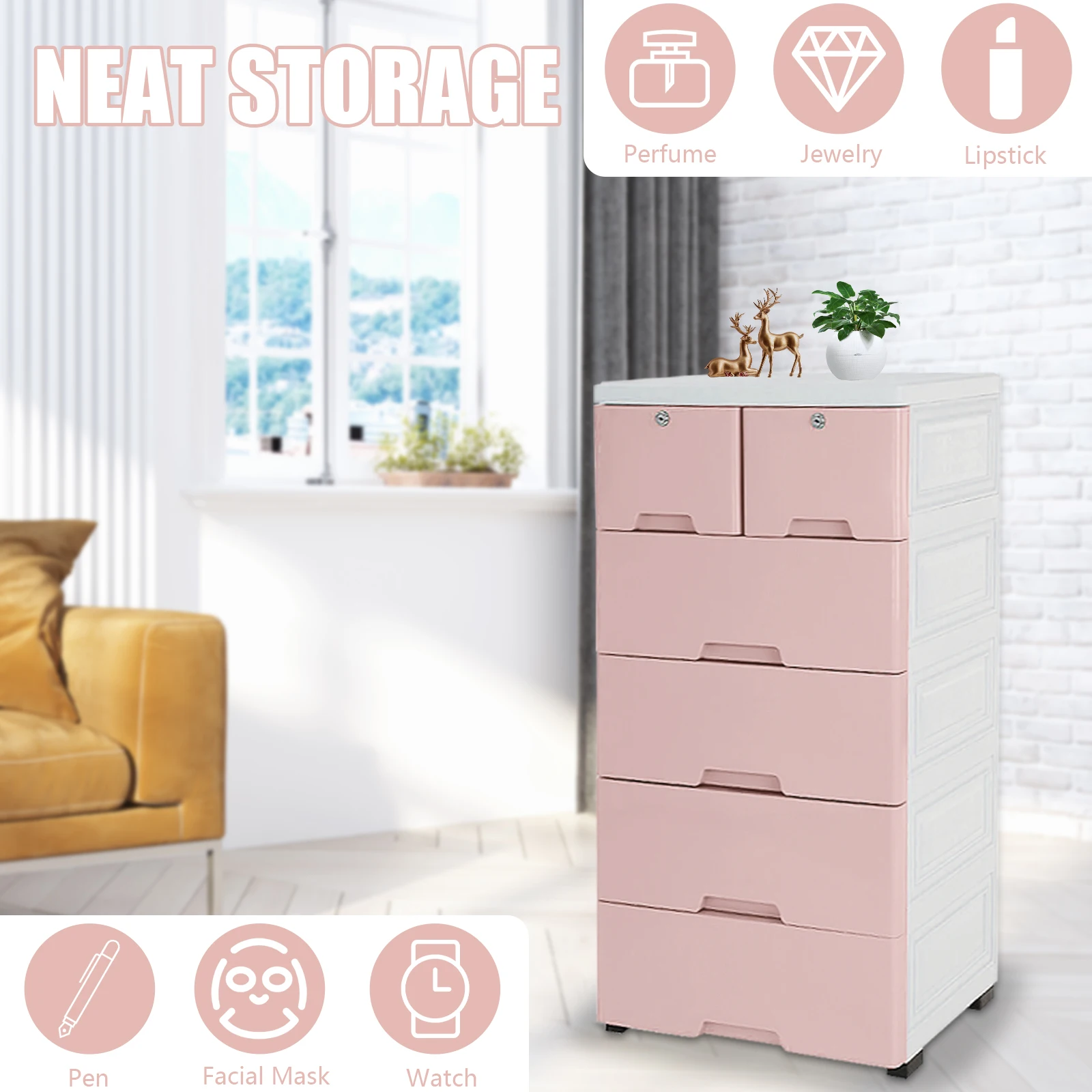 6 Drawer Plastic Dresser Storage Tower Closet Organizer Unit Home ...