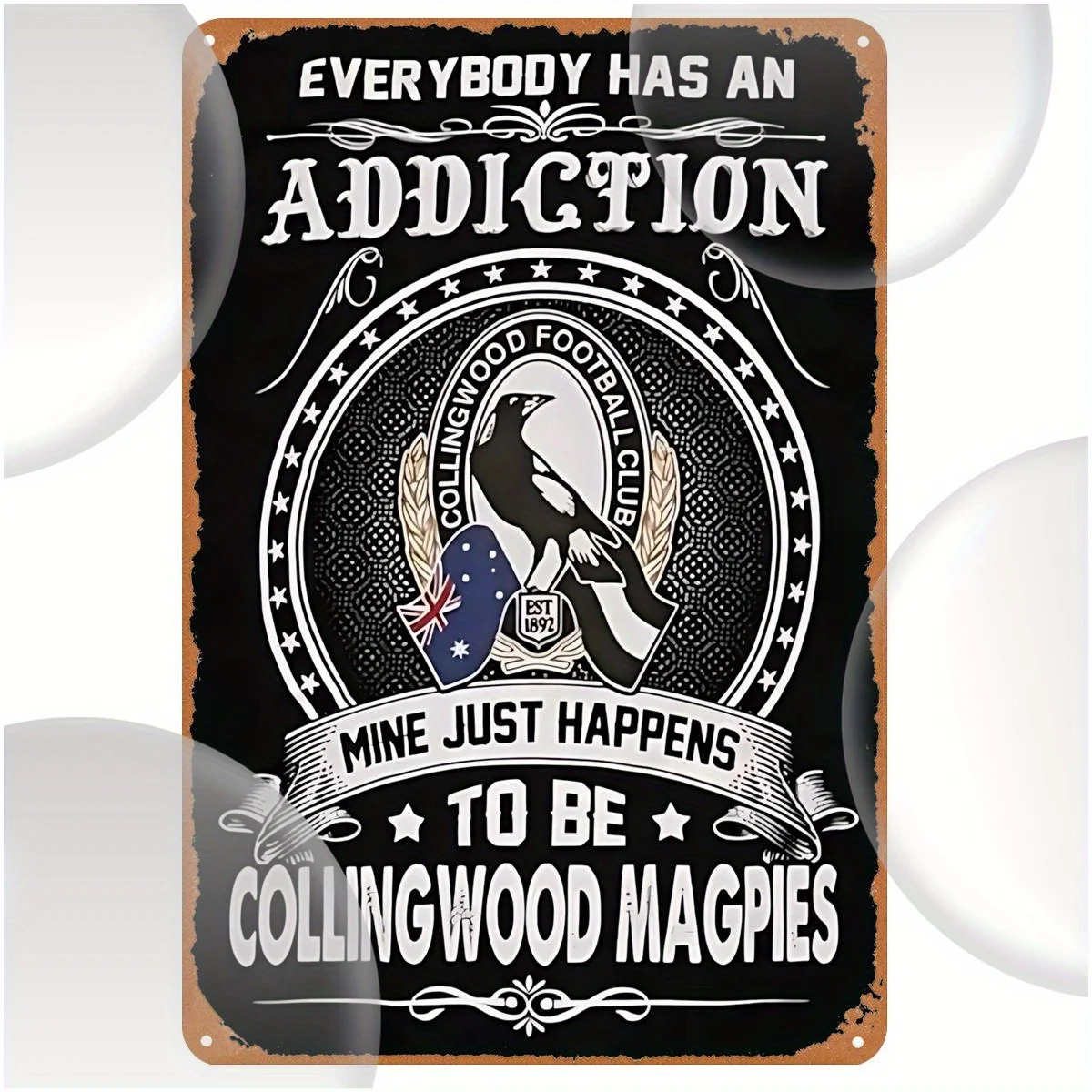 Metal Collingwood Magpies Tin Sign, Vintage Football Club Wall Art ...