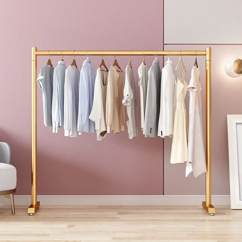 Gold Large Duty Clothes Rack Floor Stand Outdoor Bedroom Floor Clothes ...