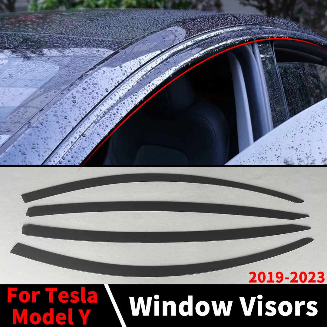 4PCS-Window-Visors-Shade-Modified-Styling-For-Tesla-2019-2023-Model-Y ...