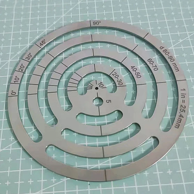 Round-Ruler-Stencil-Template-Stainless-Steel-Measuring-Tool-For-Leather ...