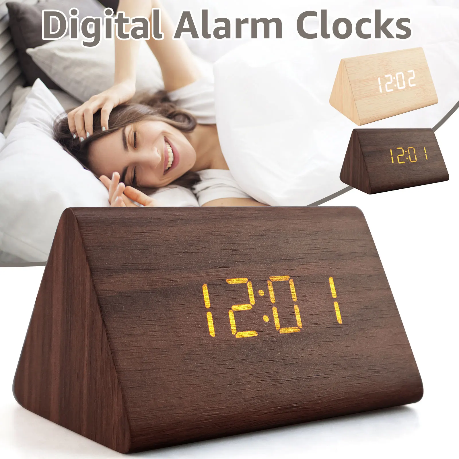 Digital-Alarm-Clocks-LED-Triangle-Alarm-Clocks-Voice-Control-Electric ...