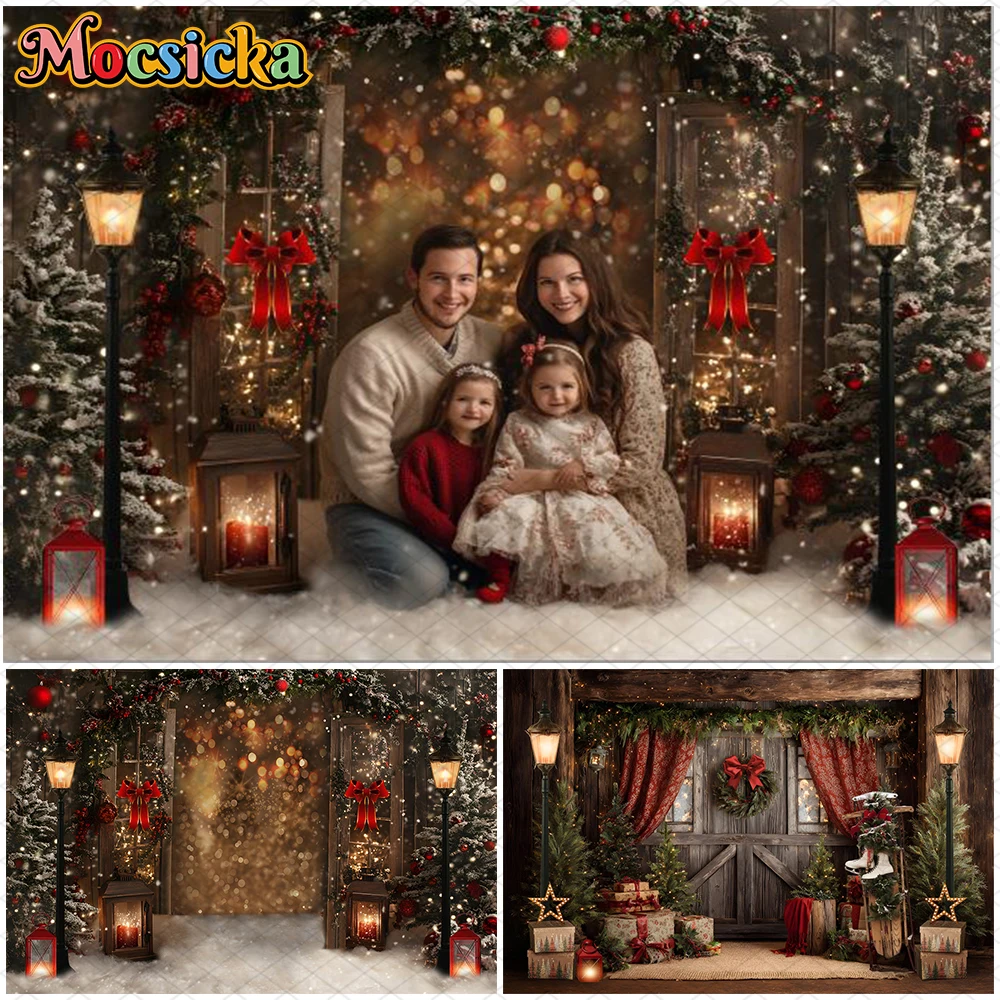 Mocsicka Merry Christmas Photography Background Winter Snowman Tree ...