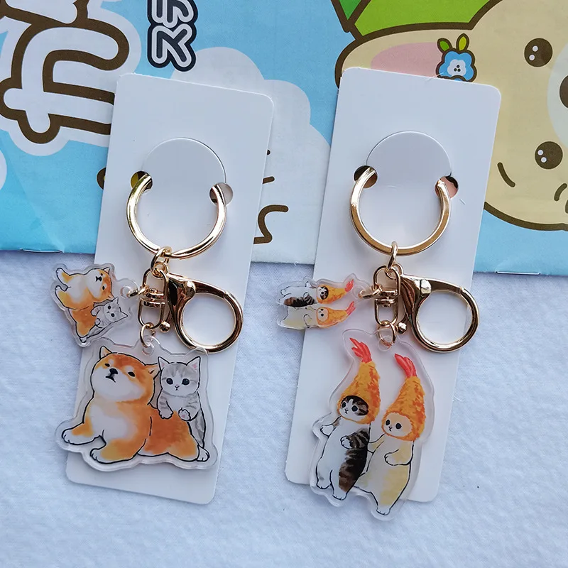 Cute Keychain Gifts Bag Acrylic Key Chains Carton Dog Cat Charm Jewelry ...