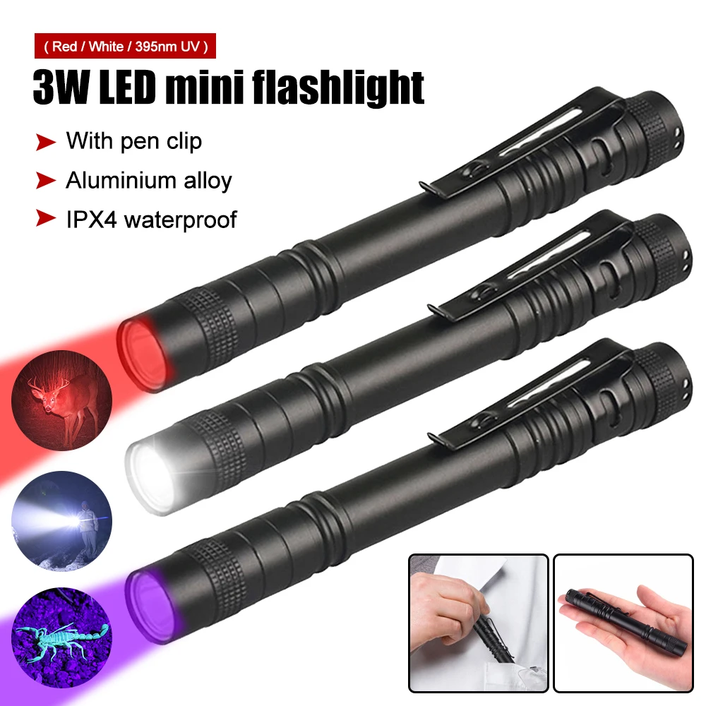 NEW-Pen-Clip-Light-Mini-Portable-Pocket-LED-Flashlight-1-Mode-Dentist ...