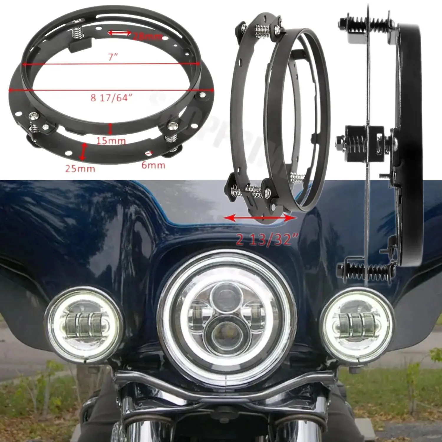 7-Inch-Round-LED-Headlight-Mounting-Bracket-Ring-for-Harley-Motorcycle ...