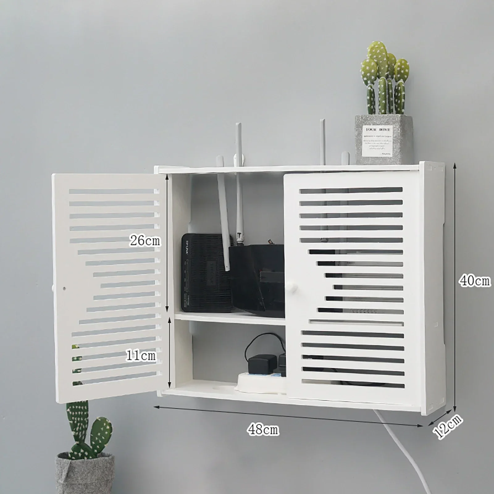 Punch-free-Double-Layers-Wall-Shelf-TV-Set-top-Box-Rack-Living-Room ...