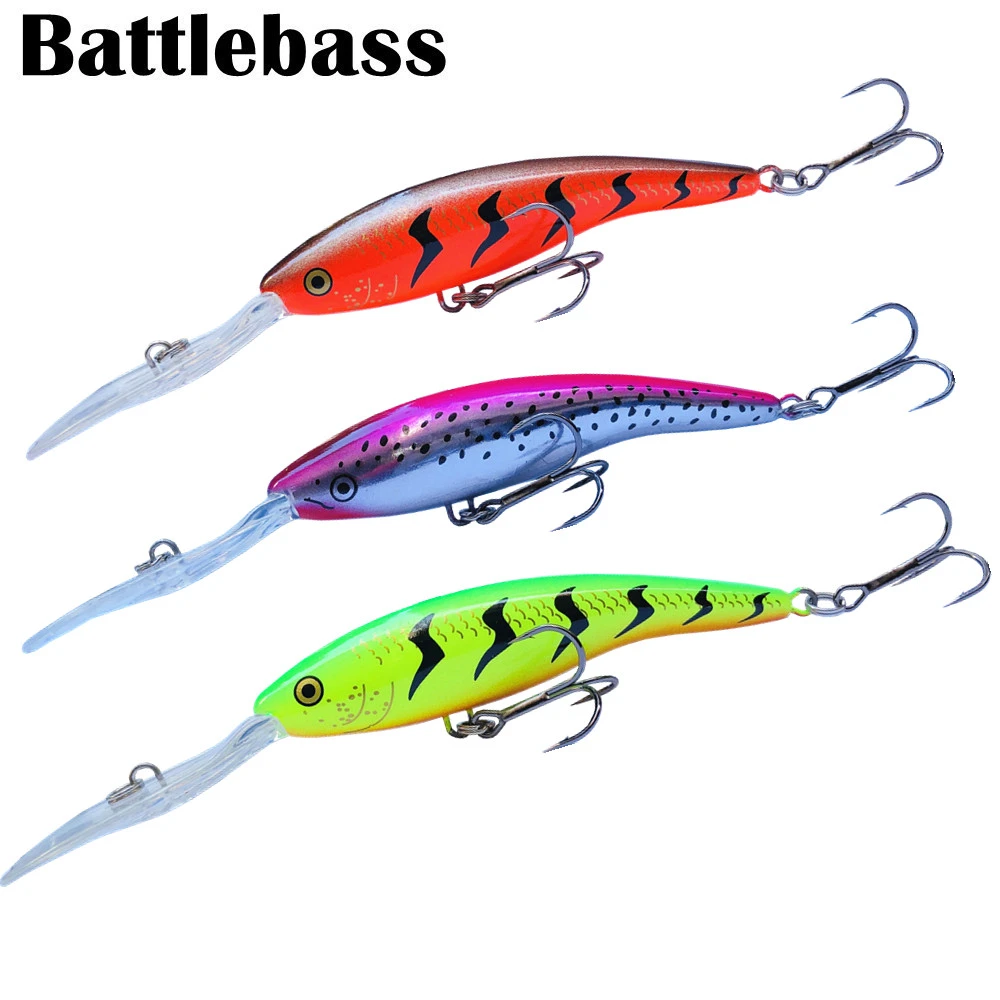 BATTLEBASS Floating Deep Tail Dancer Super Diving Minnow Lure 135mm 14g ...