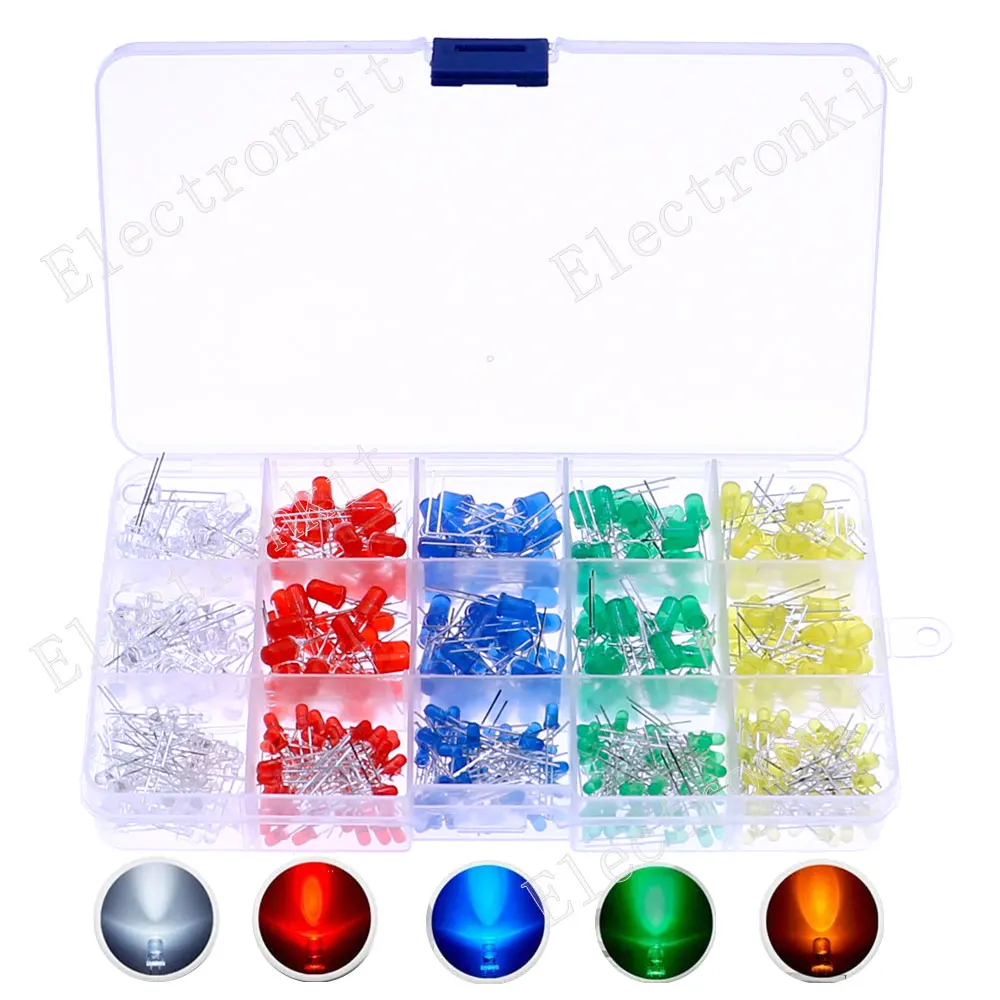 500pcs-3mm-5mm-LED-Diode-Light-Assorted-Box-Kit-LED-set-White-Yellow ...