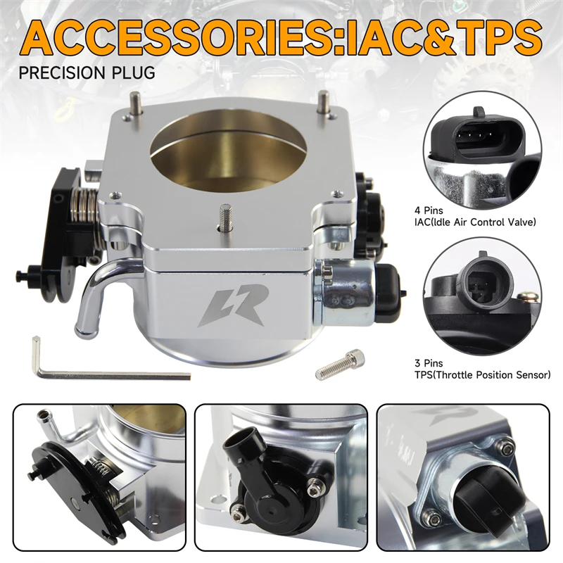 92MM Throttle body +TPS IAC+Adapter Plate Fit Fot Chevy GM Gen III LSX ...