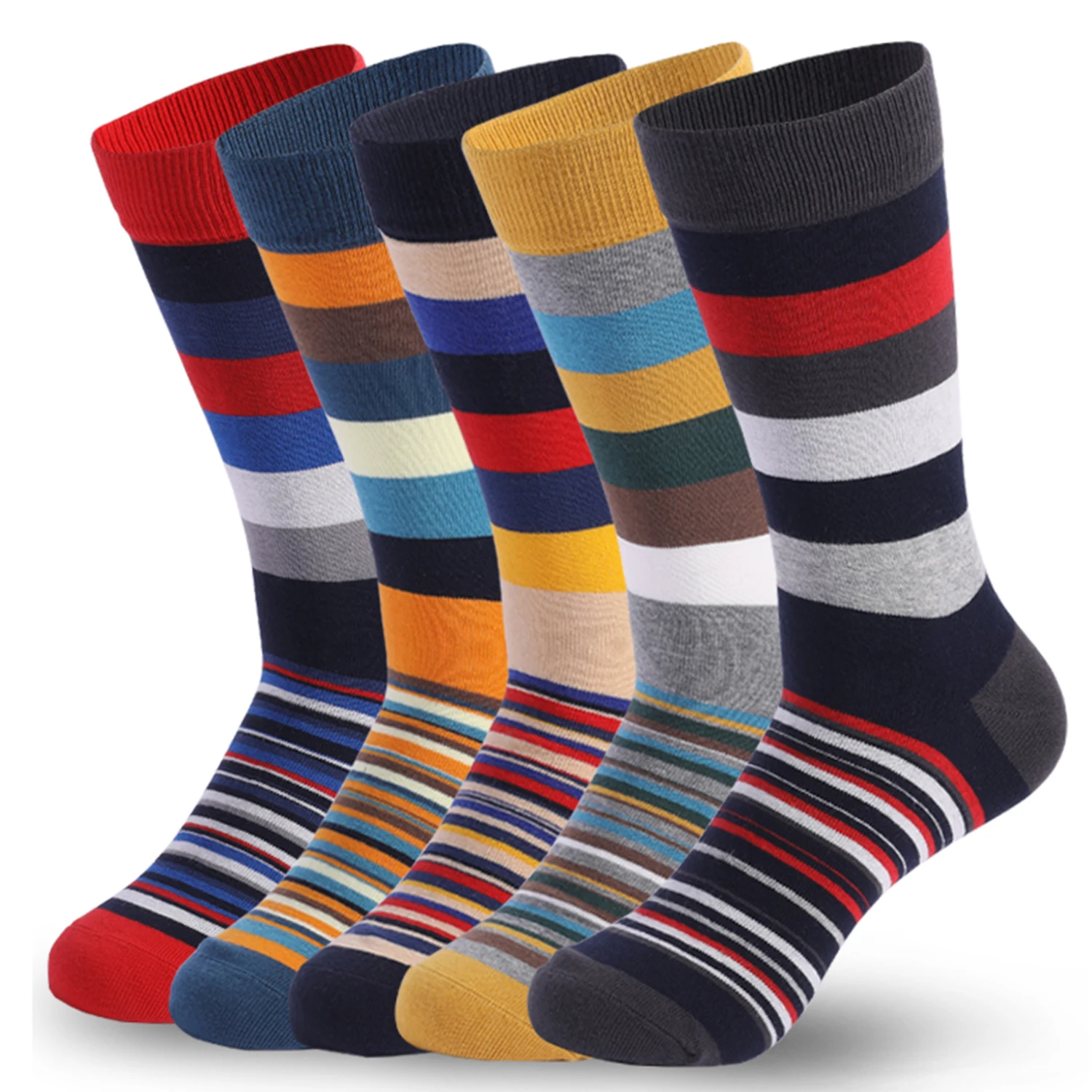 5Pairs-Mens-Fun-Dress-Socks-Pattern-Funny-Socks-Pack-Colorful-Striped ...
