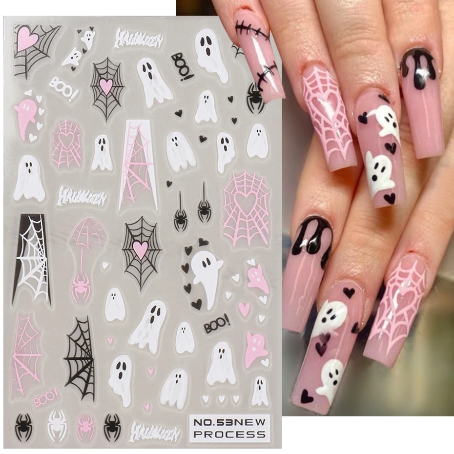 Halloween-3D-Heart-Web-Nail-Sticker-Cute-Holiday-Cartoon-Design-Spider-Pumpkin-Ghost-Sliders-for ...