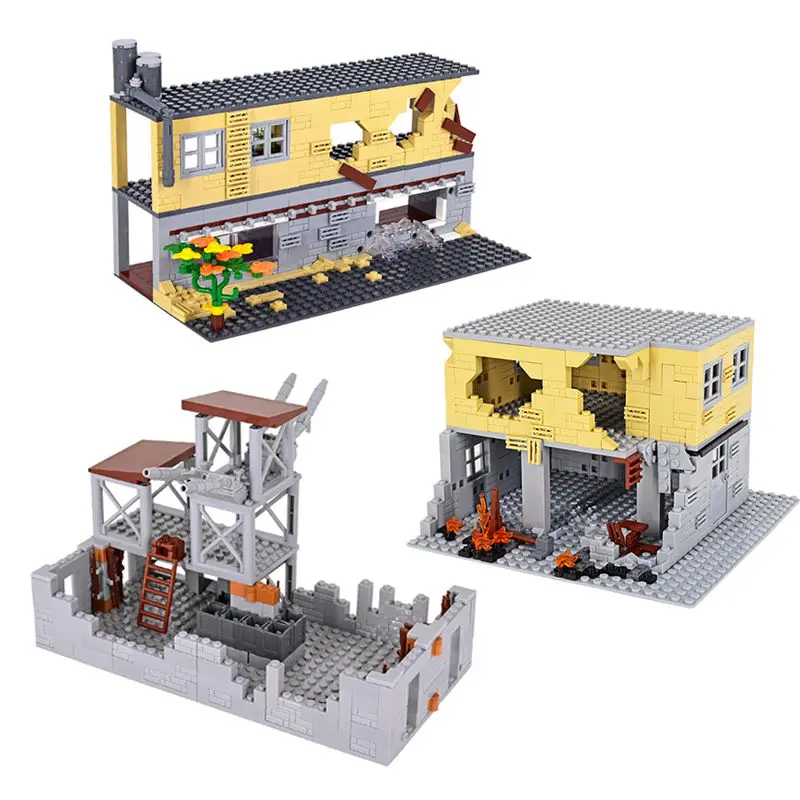 WW2 Ruins Building Blocks Destroyed House War Scene Gunfight Guard ...