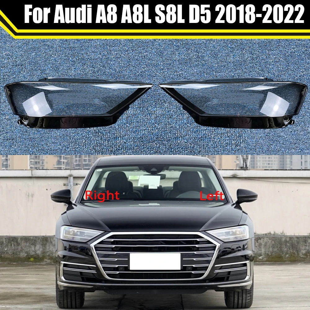Car Front Headlamp Caps For Audi A8 A8l S8l D5 2018 2019 2020 2021 2022 Glass Headlight Cover ...