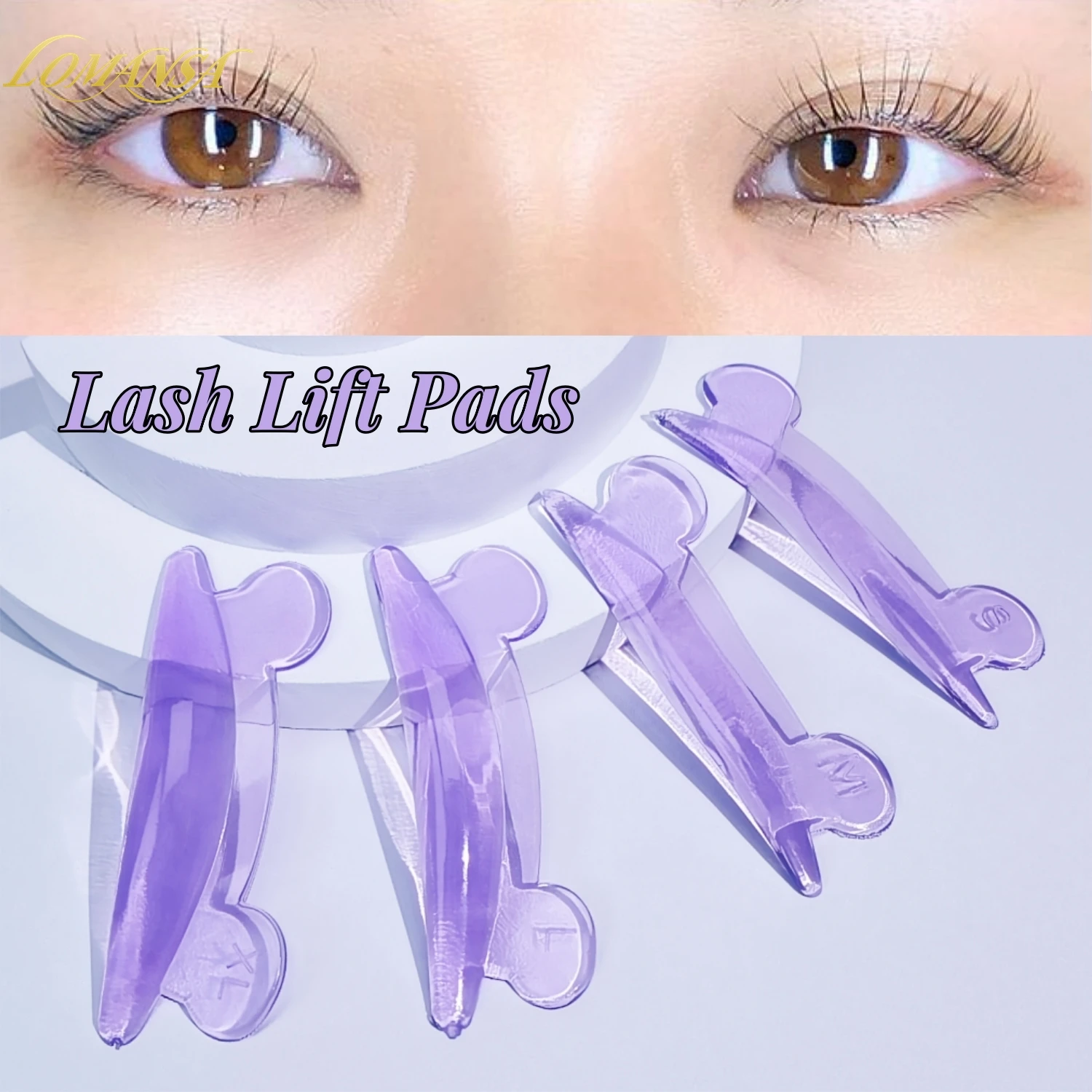 Lomansa 5 Pairs L Curl Silicone Eyelash Perm Pads Sticky Lashes Rod ...