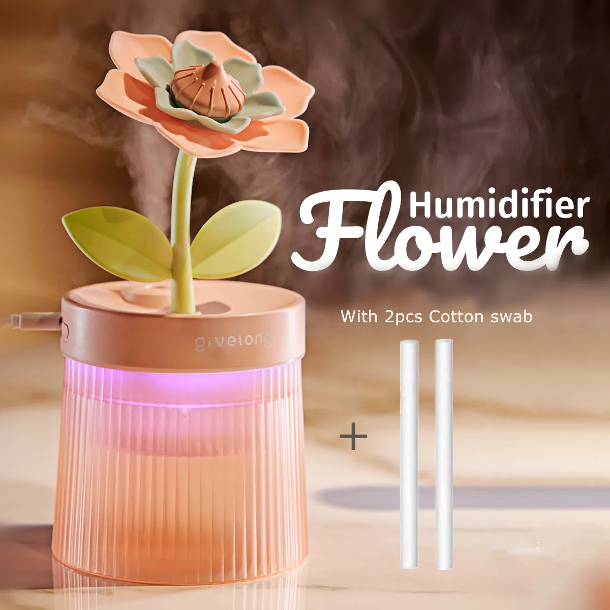 260ml-Cute-Silicone-Flowers-7-Colorful-Led-Night-Light-USB-Ultrasonic ...