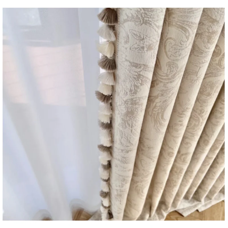 Modern Romantic French Luxury Curtains for Living Room Bedroom Beige ...