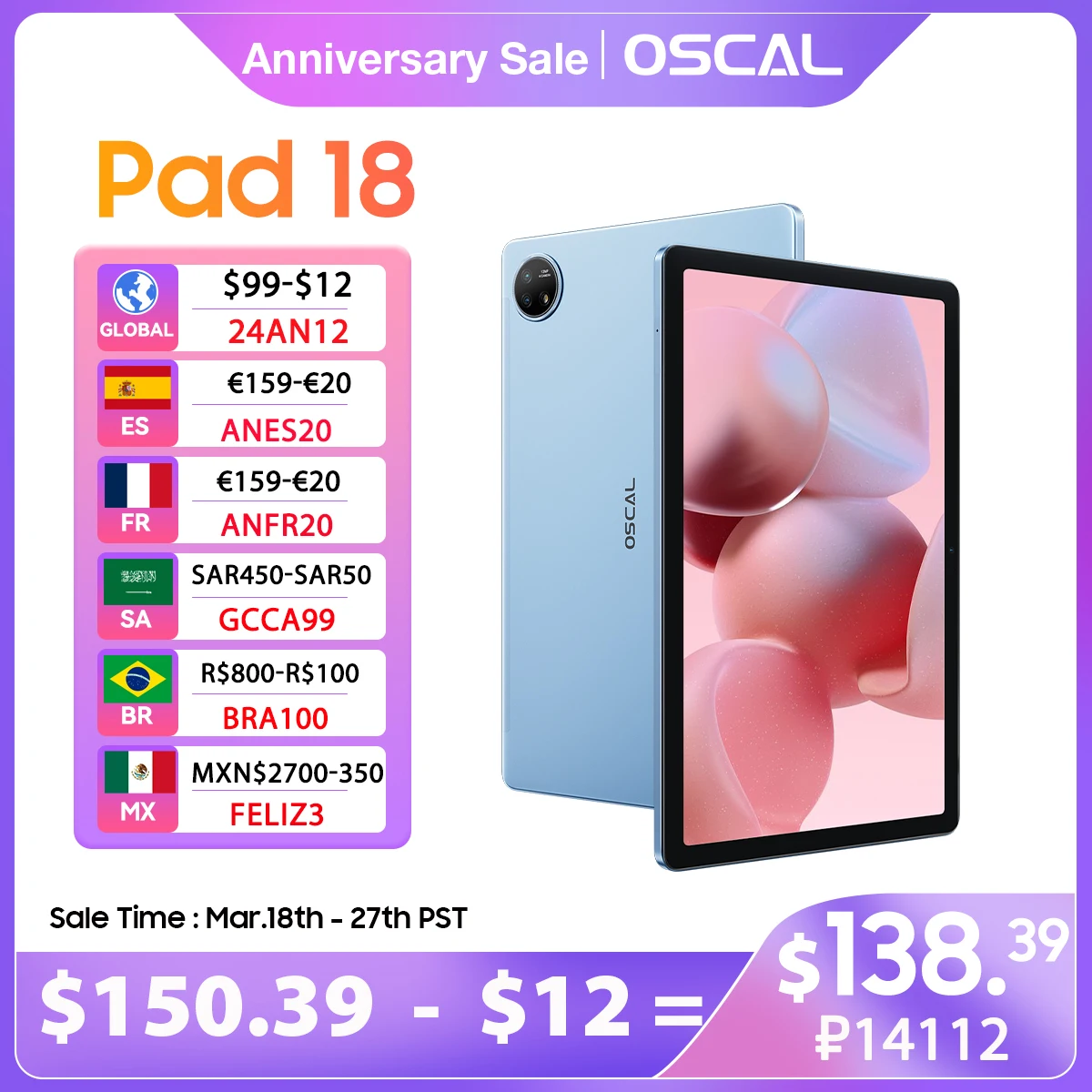 Oscal-Pad-18-Tablet-Android-13-24GB-12-12-256GB-11-FHD-Display-N-cleo ...